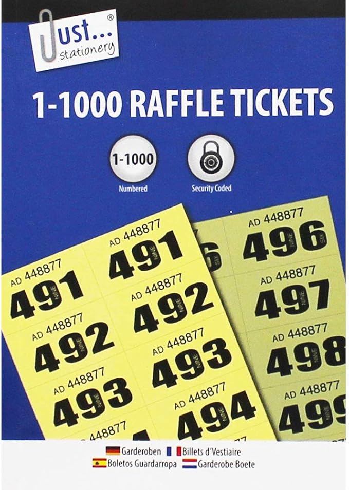Stationery cloakroom and raffle tickets 1-1000: Amazon.co.uk: Office ...