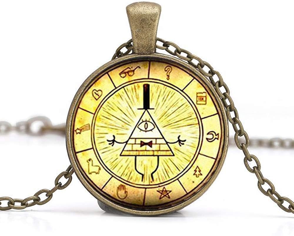 BILL CIPHER WHEEL Pendant Necklace,Glass mens handmade jewelry | Amazon.com