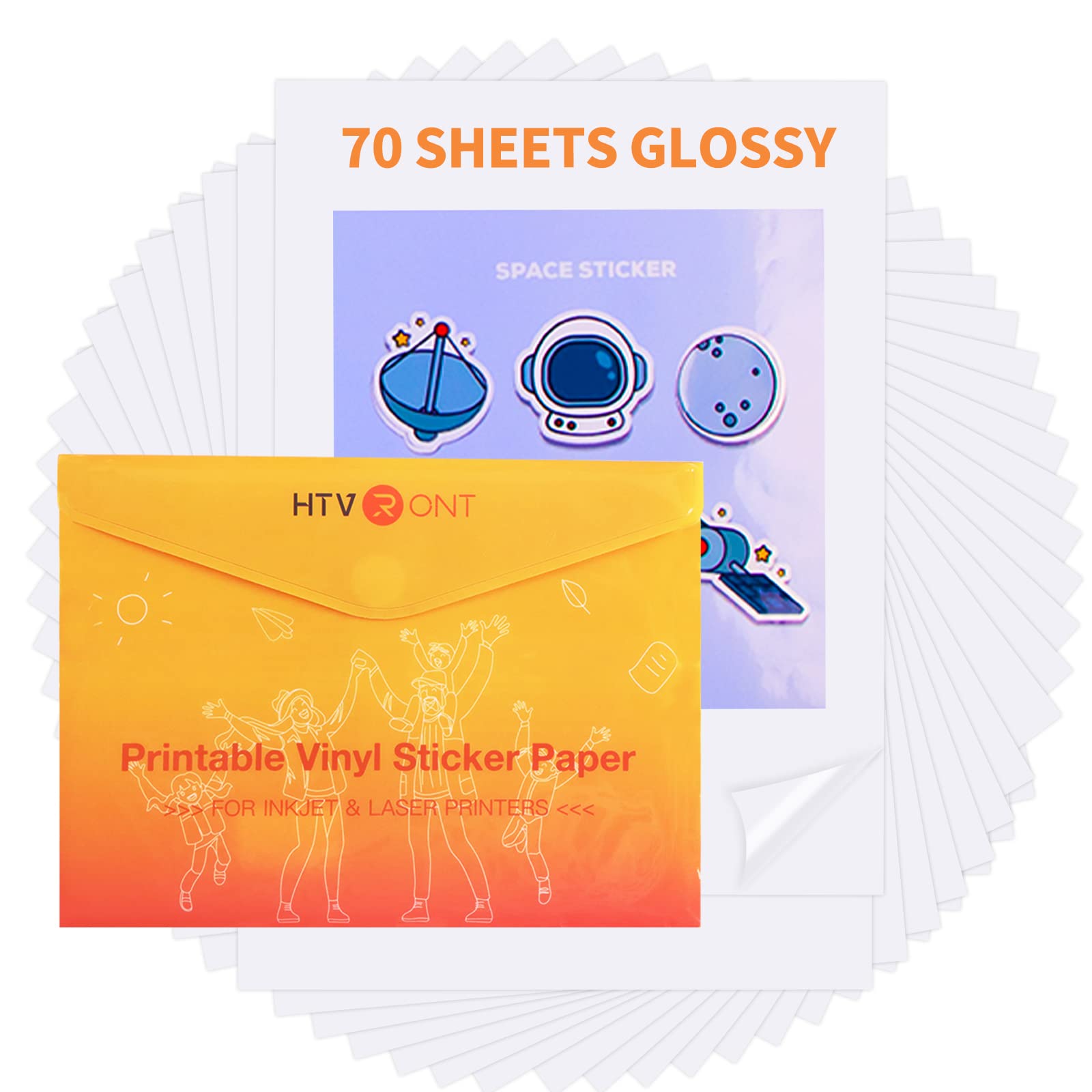 Mua HTVRONT Printable Vinyl Sticker Paper -70 Sheets Glossy Sticker ...