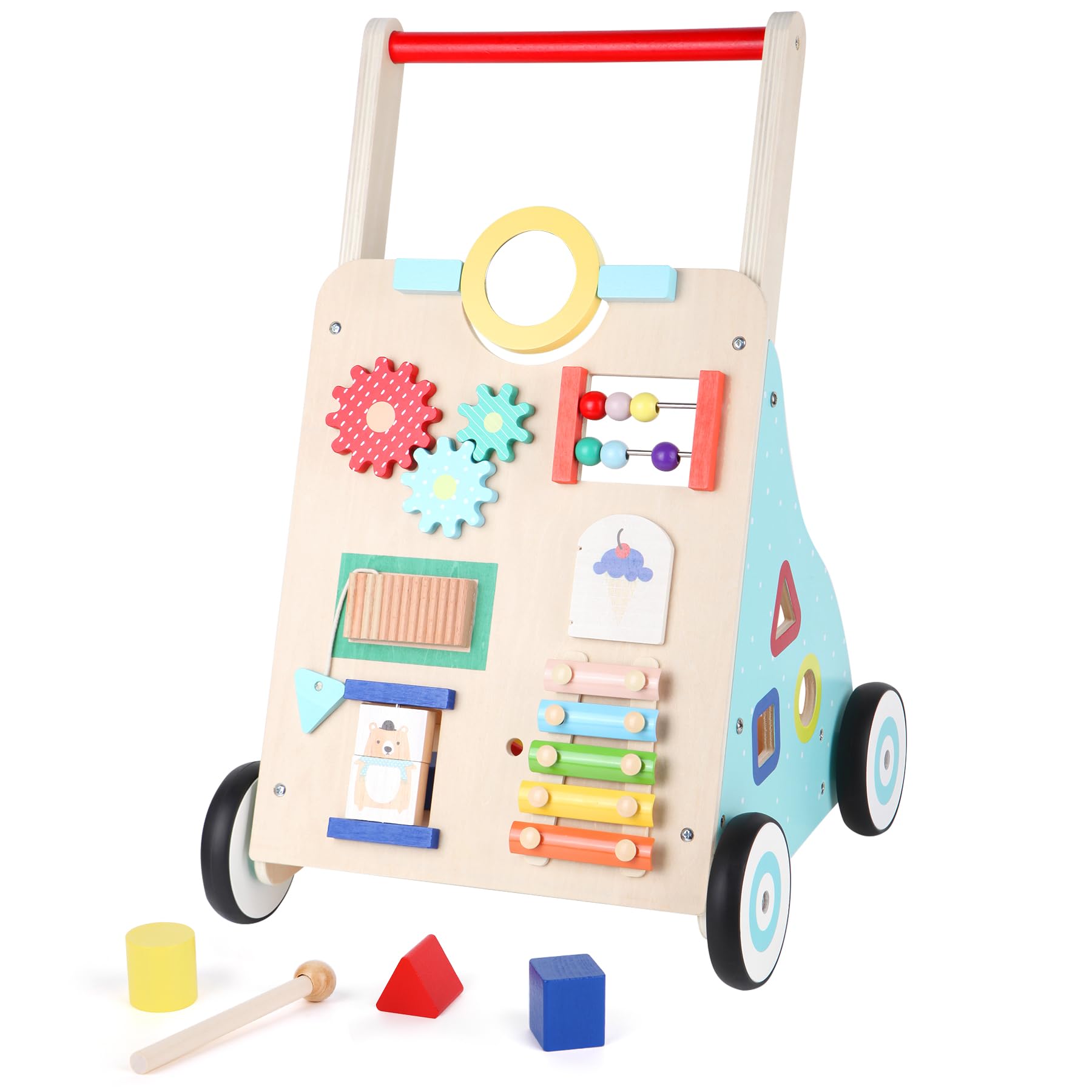 Asweets Wooden Baby Walker Push and Pull Learning Activity Walker Kids ...
