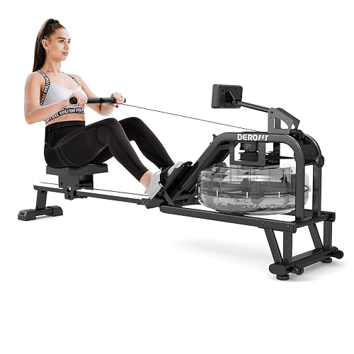 Water Rowing Machine, 46” Aluminum Slide Rail Water Resistance Rowing ...