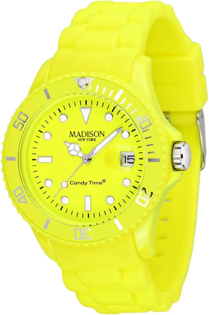 Madison New York Unisex-Armbanduhr Candy Time Neon Yellow Analog Quarz ...