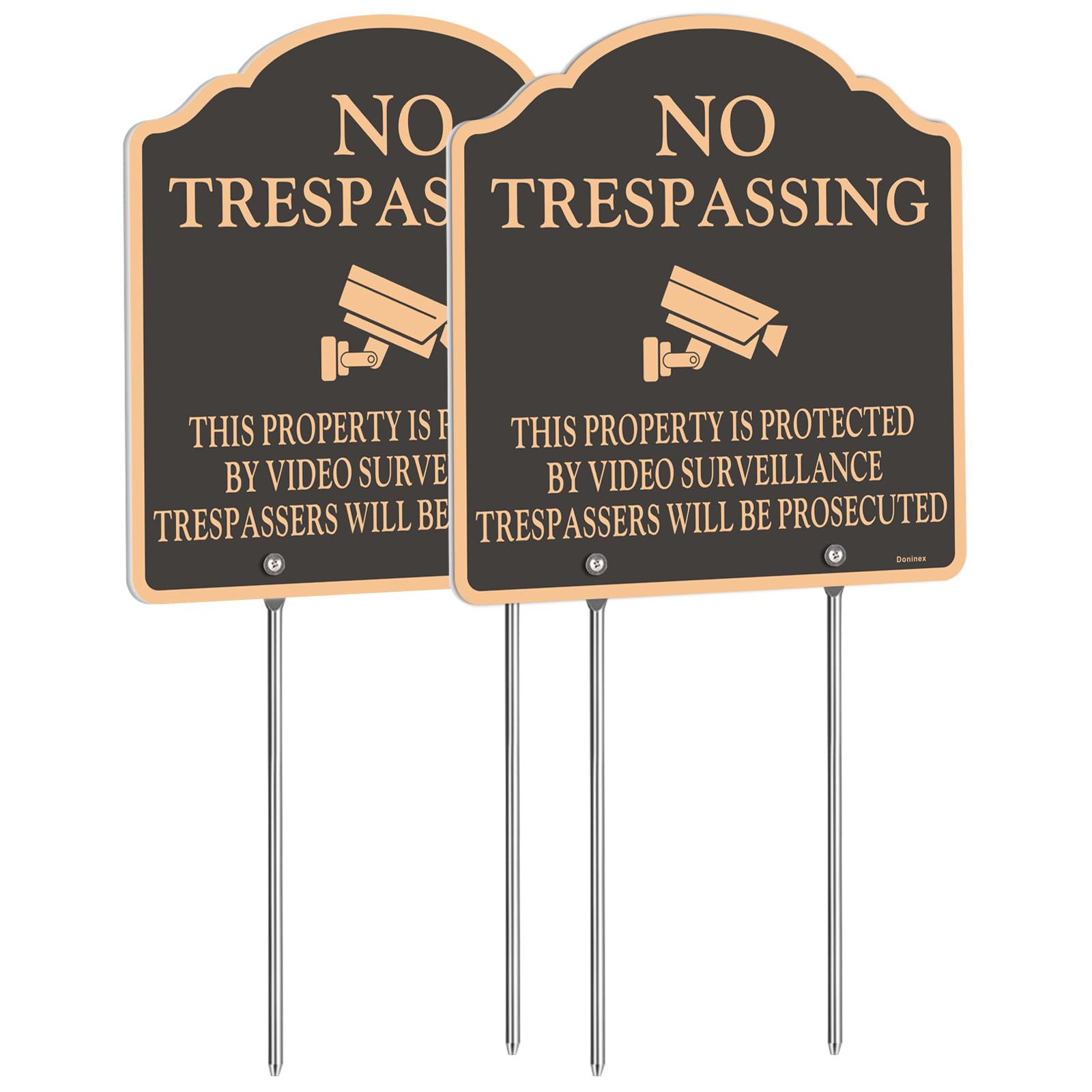 Doninex Large (2 Pack) 12X12 Inch No Trespassing Video Surveillance ...