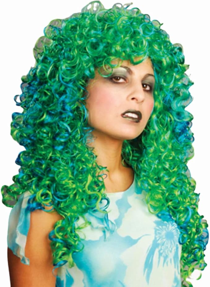 Amazon.com: Two Tone Curl Swamp Color Green & Blue - Enigma Wigs Women ...