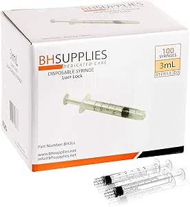 Amazon.com: 3ml Syringe Sterile with Luer Lock Tip - 100 Syringes by BH Supplies (No Needle ...