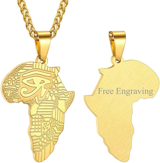 GoldChic Jewelry Edelstahl Persönlichkeit Afrika Karte Anhänger,Profil Afrika Karte Anhänger ...