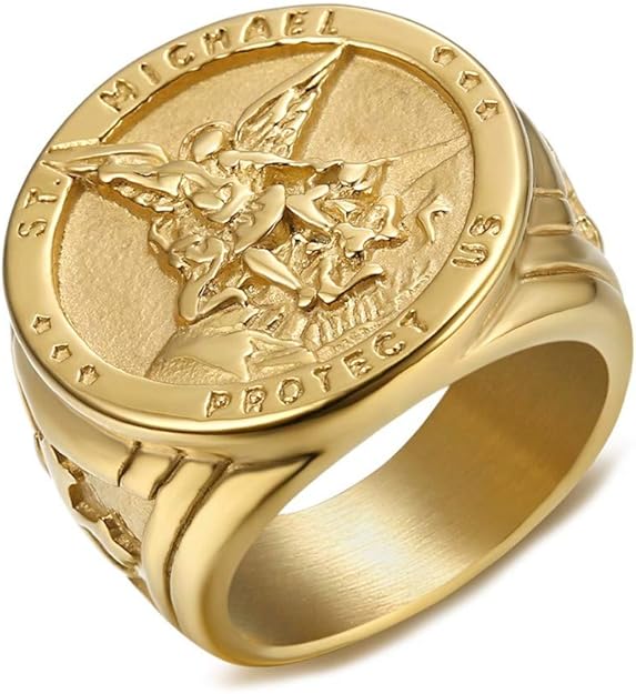 BOBIJOO JEWELRY - Siegelring Ring Mann, der Erzengel-Michael-Schutz ...