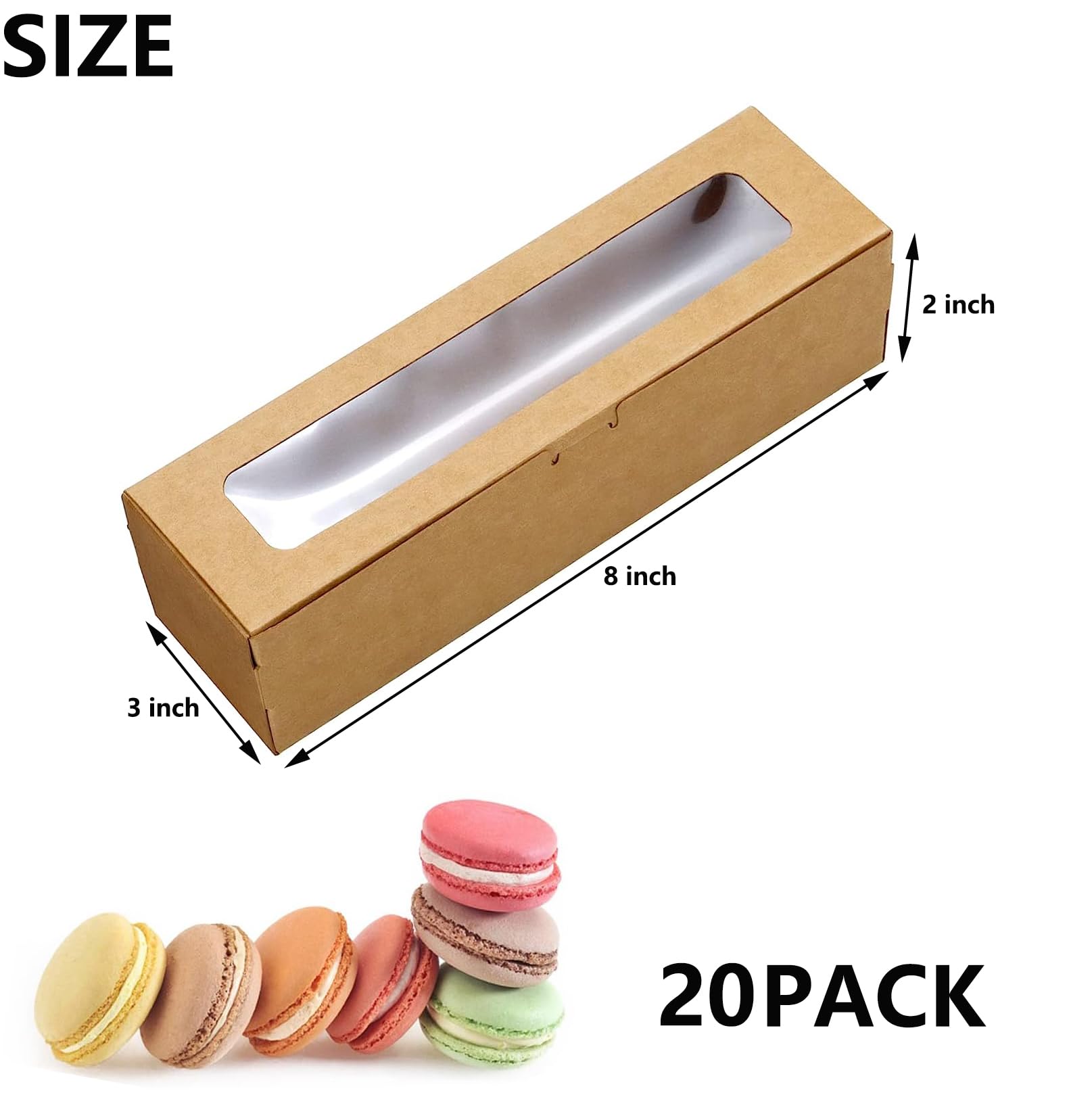 Xuwzenkl Macaron Boxes for 6 to 10 Macarons, 20 Pack 8x3x2 Inches ...