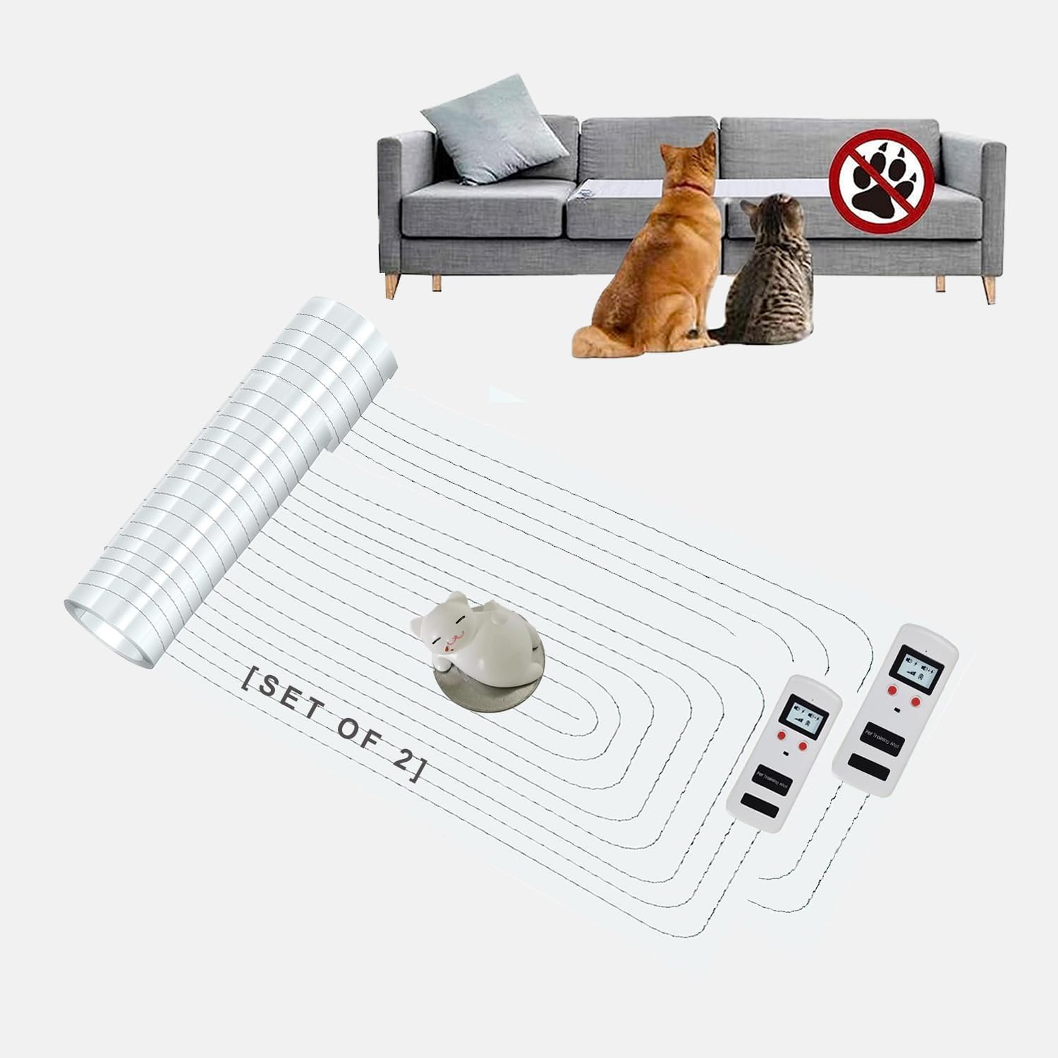 SEERWAY Scat Pet Shock Mat Upgraded 2 Pieces 60"x12" with Tester, Shock ...