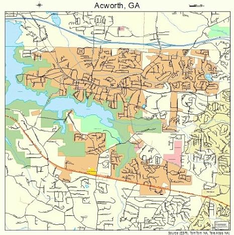 Amazon.com: Large Street & Road Map of Acworth, Georgia GA - Printed ...