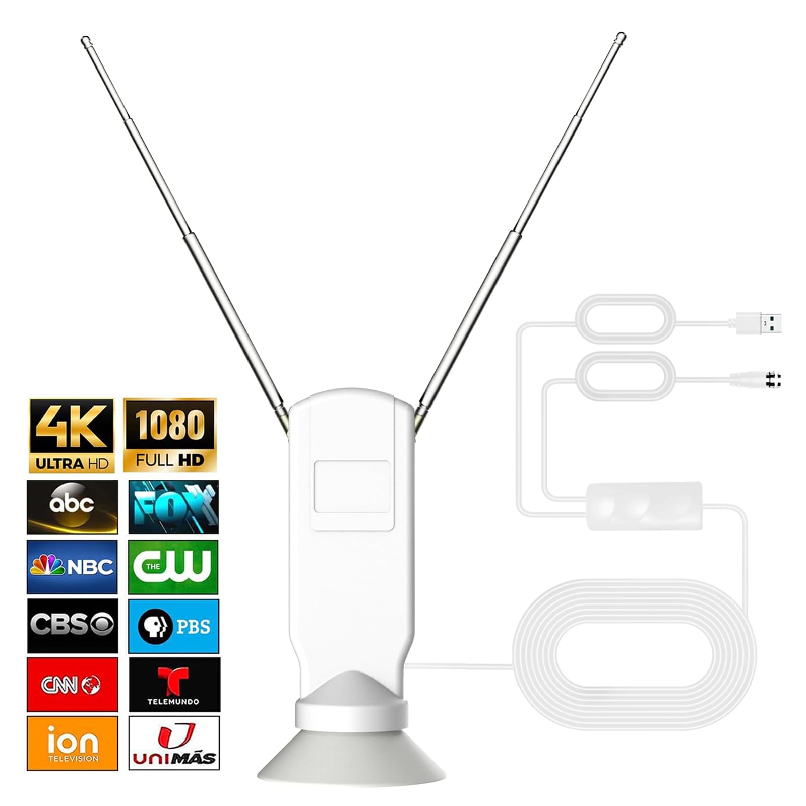 Indoor TV Antenna for Smart TV, 360° Reception Digital HD Antenna ...