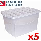 EXTRA LARGE CLEAR PLASTIC STORAGE BOX WITH LID 133 LITRE: Amazon.co.uk ...