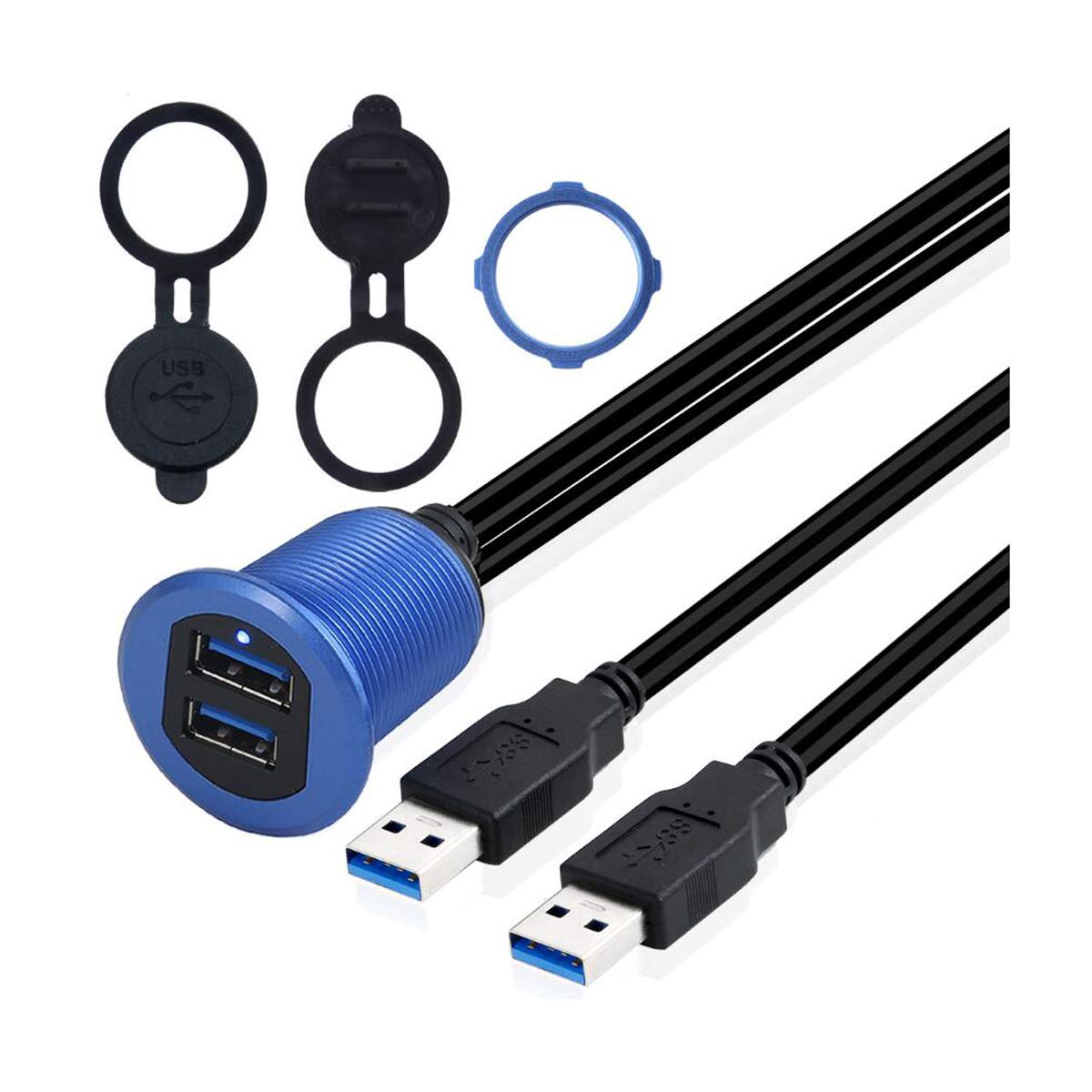 Kework 3.3ft Dual Ports USB 3.0 Flush Mount Cable, USB 2 Ports Male to ...