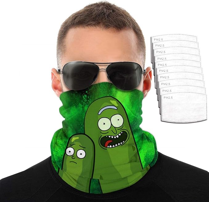 Pickle Rick Anti-Dust Mask With 10 Filter Neck Warmer Gaiter Fleece ...