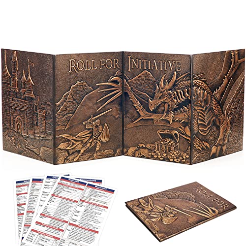DND DM Screen 5e, D&D Dungeon Master Screen 3D Faux Leather 4 Panel ...