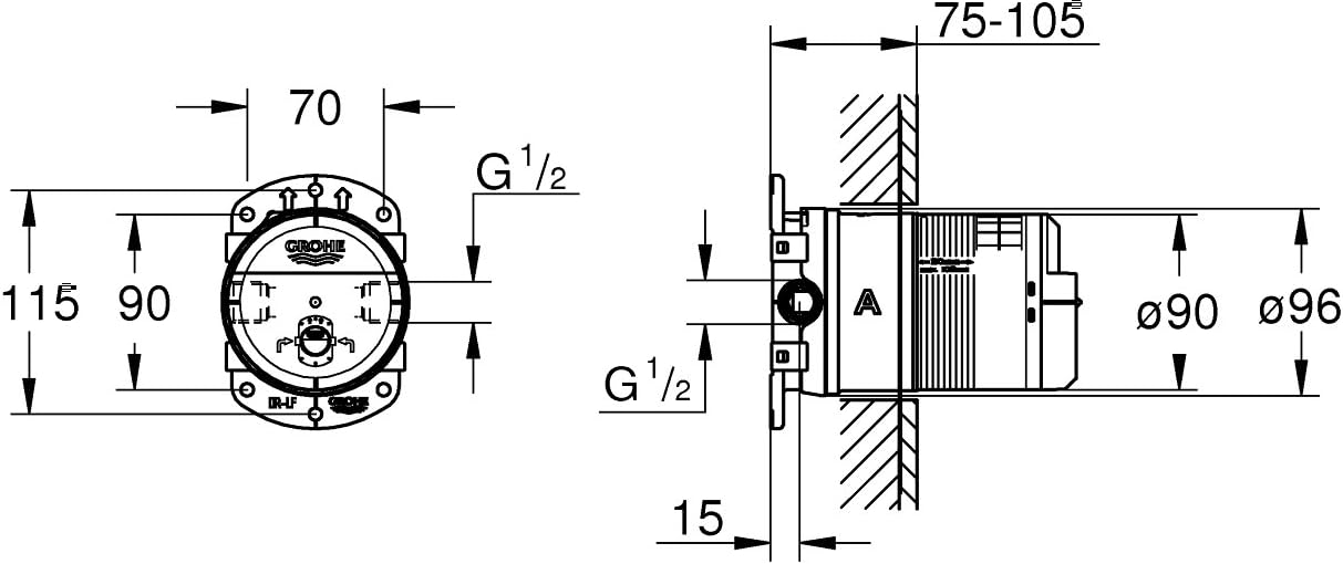 GROHE 26484000 Rough-in Set for Rain Shower Head, Silver – BigaMart