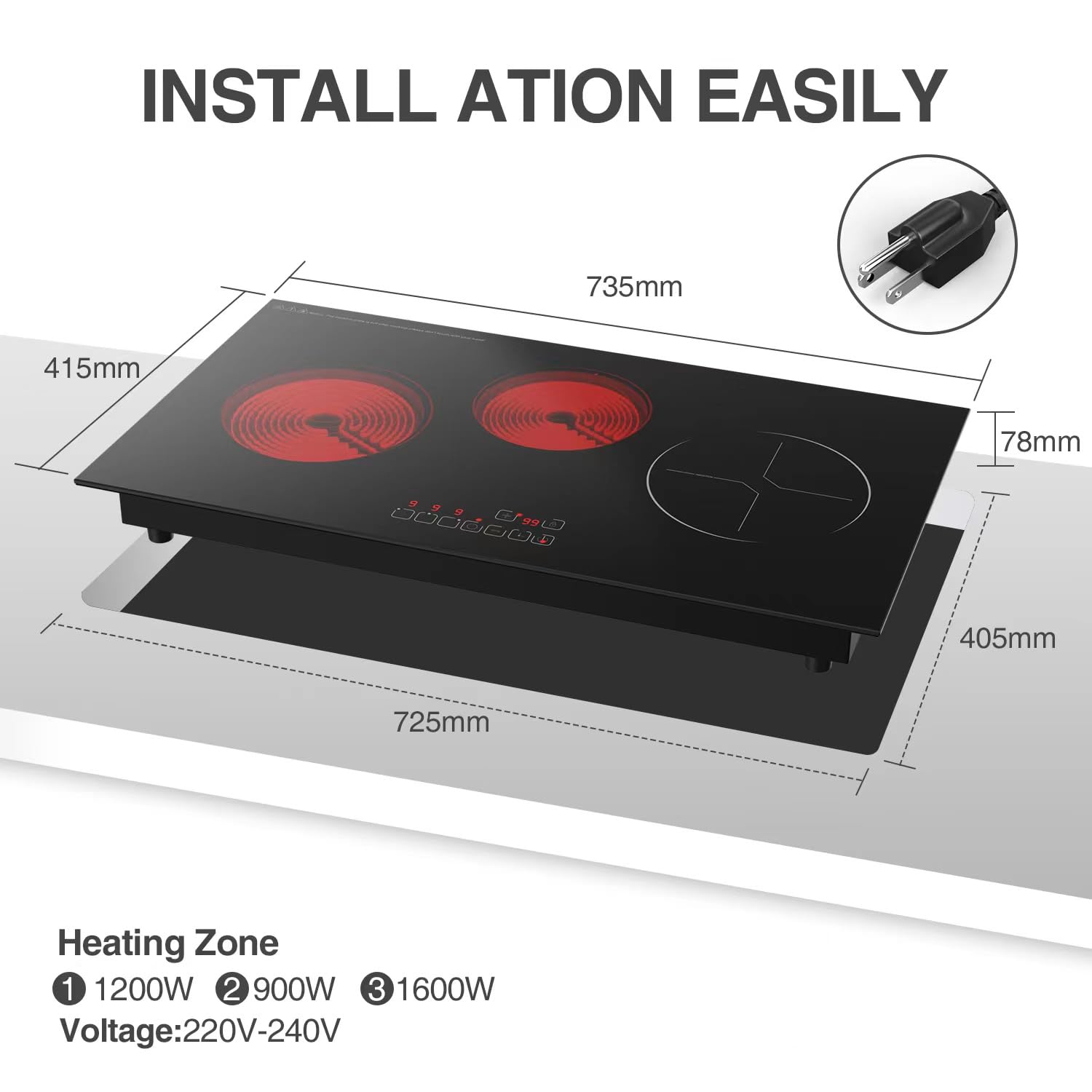 Mua ANHANE Electric Cooktop 3 Burners Induction Cooktop,Plug in ...