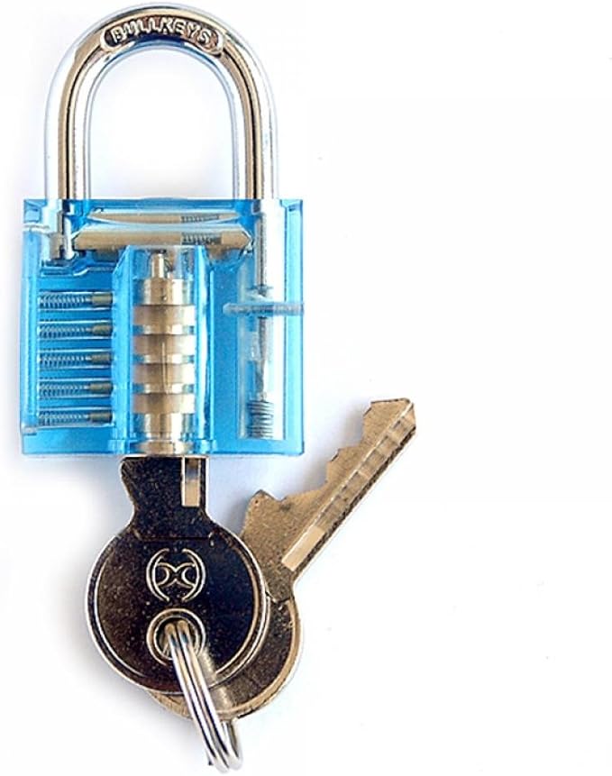 MAXGOODS Candado Transparente Juego Interesante con Dos Llaves (Azul ...