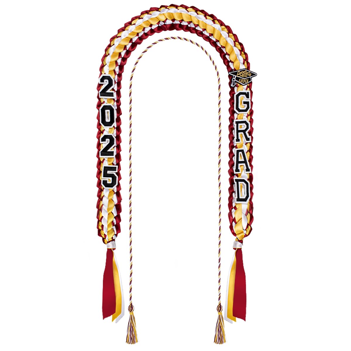 Yigney Graduation Lei Set Class of 2025 Grad Ribbon Leis with Honor Cord Double Braided Graduate ...