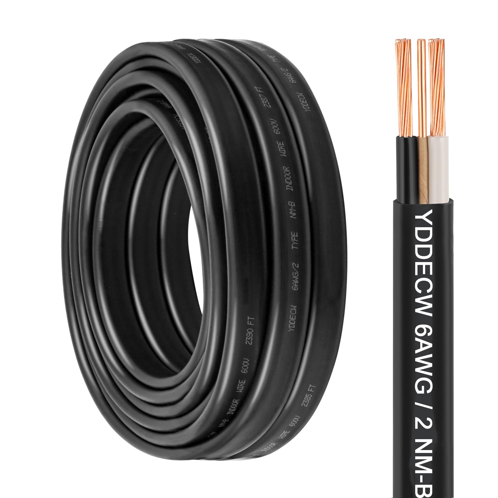 YDDECW 6/2 NM-B Wire with Ground - 25FT Non-Metallic Sheathed Cable 100 ...