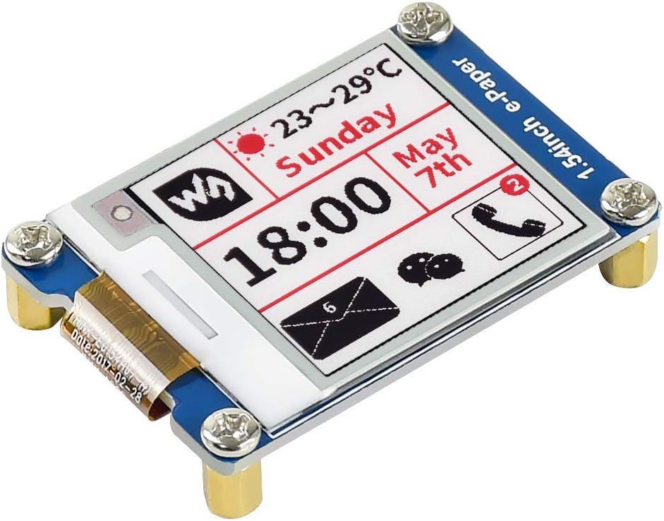 Waveshare 1.54Inch E-Paper Display Module(B) V2,200×200 Resolution 3.3v/5v E-Ink Electronic ...