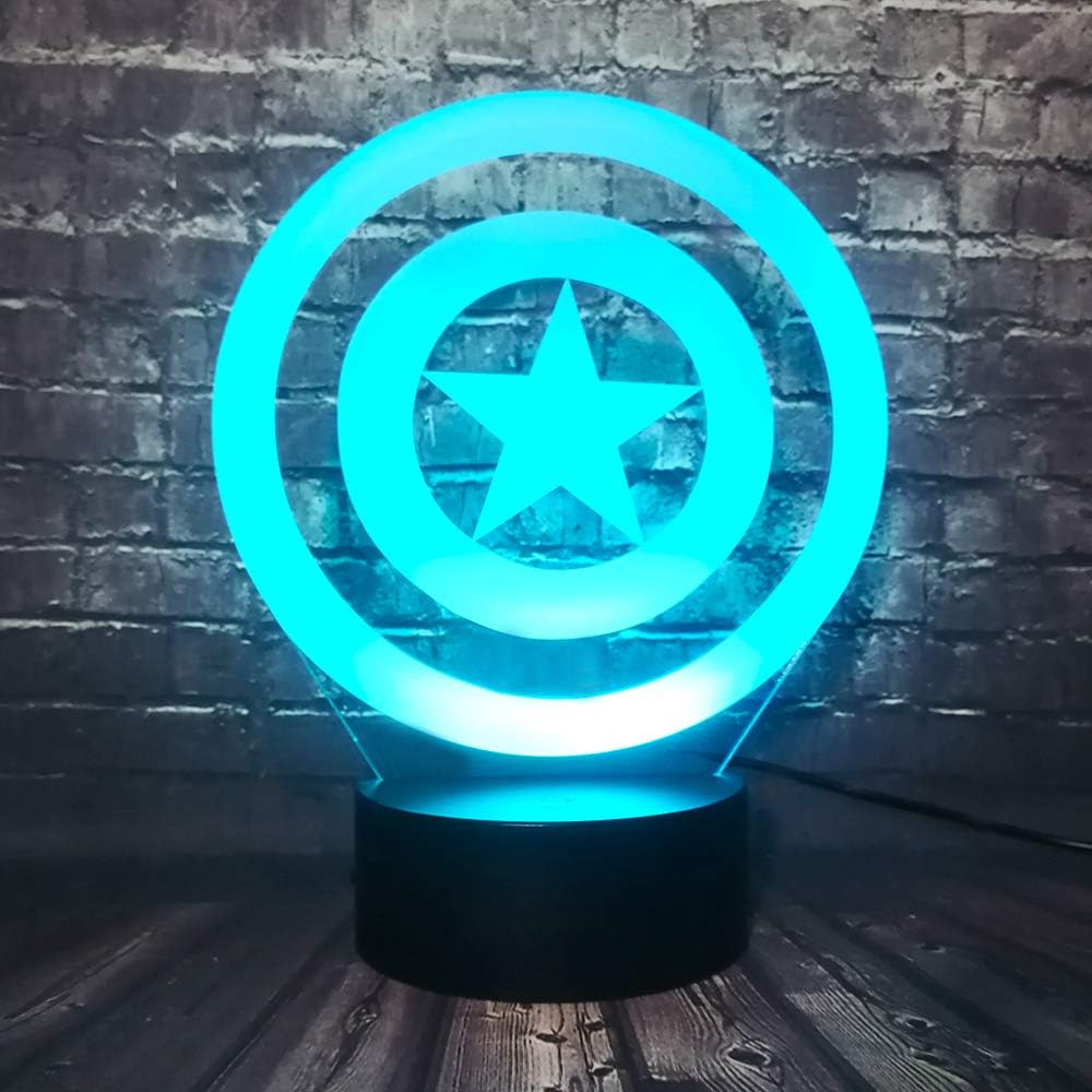 Captain America Shield LED-Nachtlicht für Jungen Schlafzimmer 3D ...