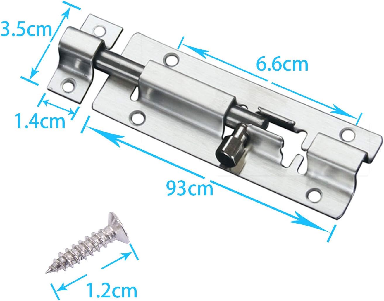 2 Pack Door Bolt Lock Stainless Steel Sliding Lock with Screws Barrel ...