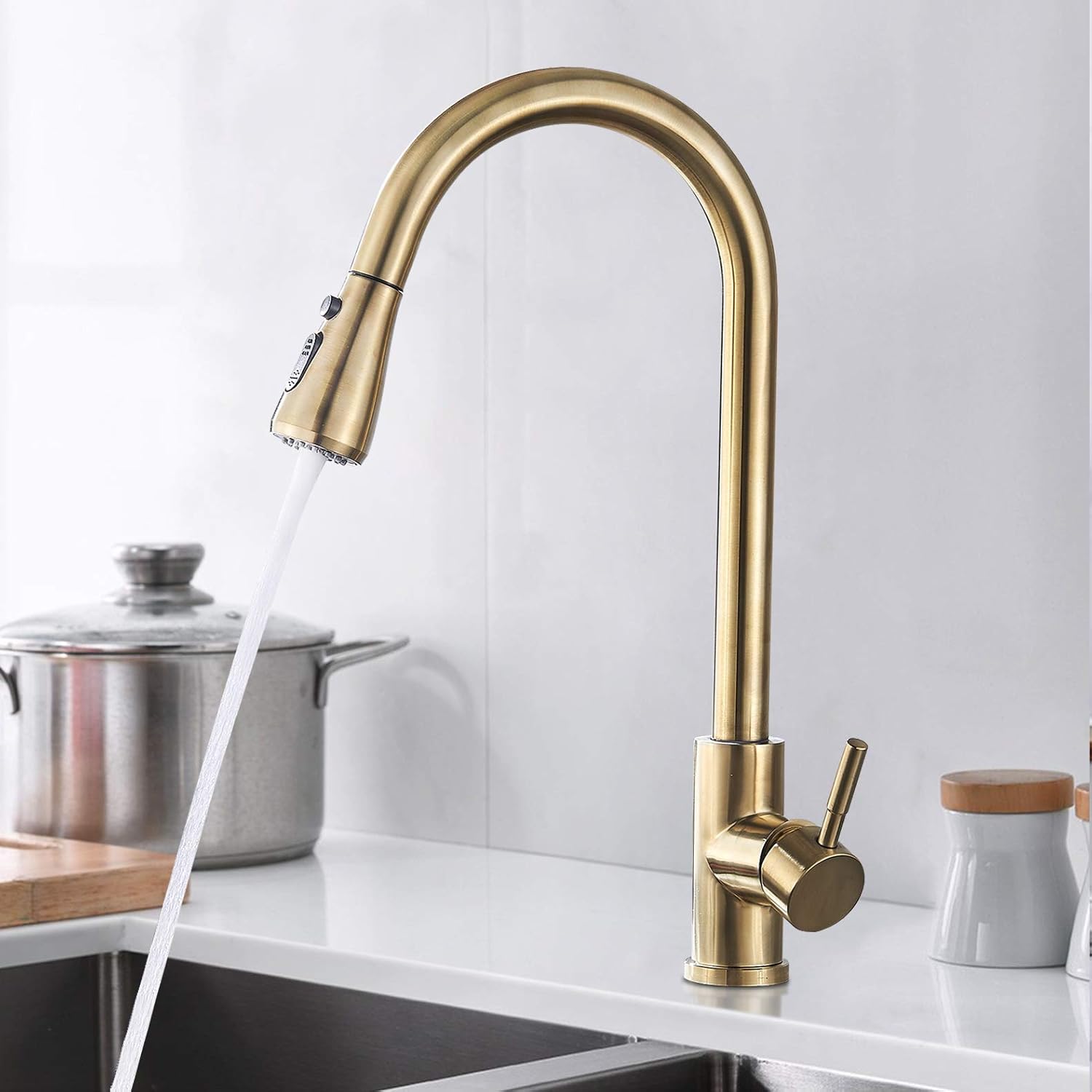 SUGU Modern Kitchen Extendible Kitchen Tap with Shower Tray Tap 360 ...