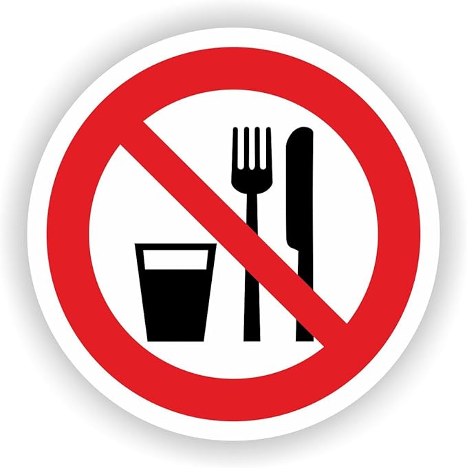 Adesivi divieto 25 – mangiare e bere vietato – DIN 4844 – 2 – ø 5 – 50 ...