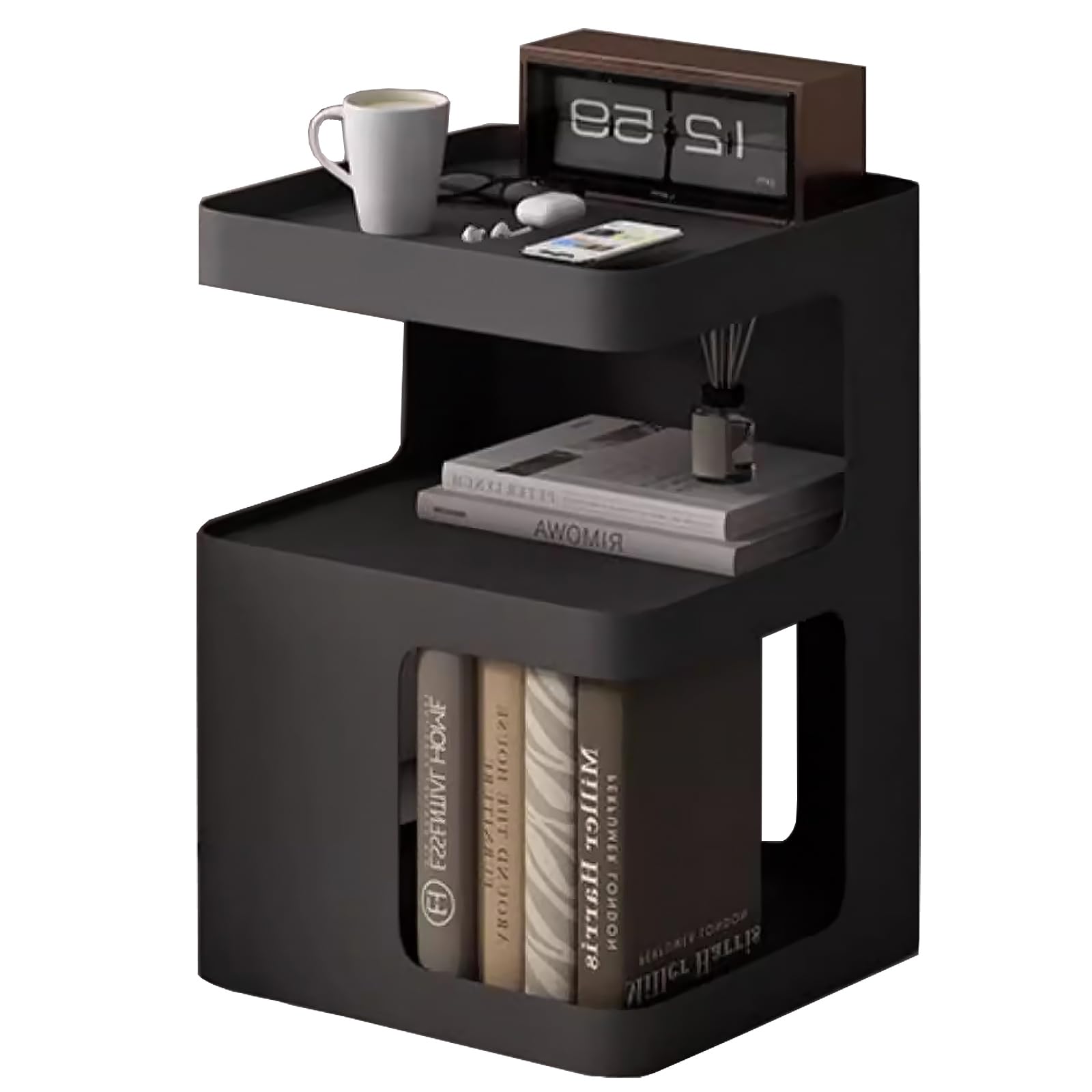 BUZUEY Side Table,Modern end Table,Unique Small nightstand,Black Metal ...