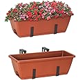 Amazon.com: SZJUANWANG Railing Planter Box, 2 Pack Deck Hanging Planters for Railings, 16.9 Inch ...