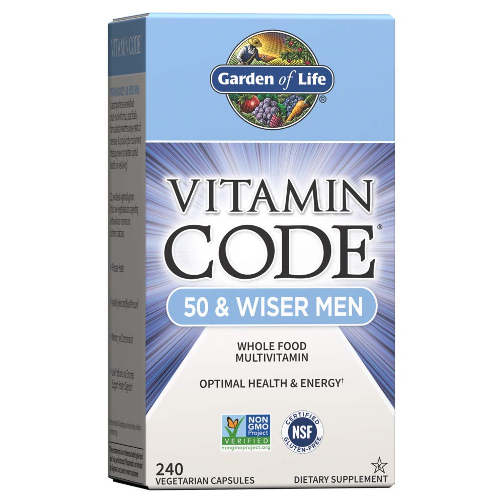 Garden of Life Vitamin Code 50 & Wiser Men Raw Whole Food Multivitamin ...