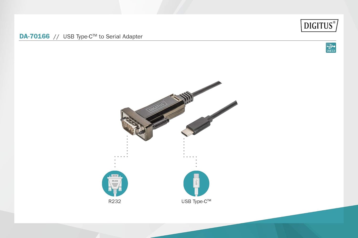 DIGITUS USB to Serial Adapter – RS232 Converter – USB 2.0 Type-C to ...