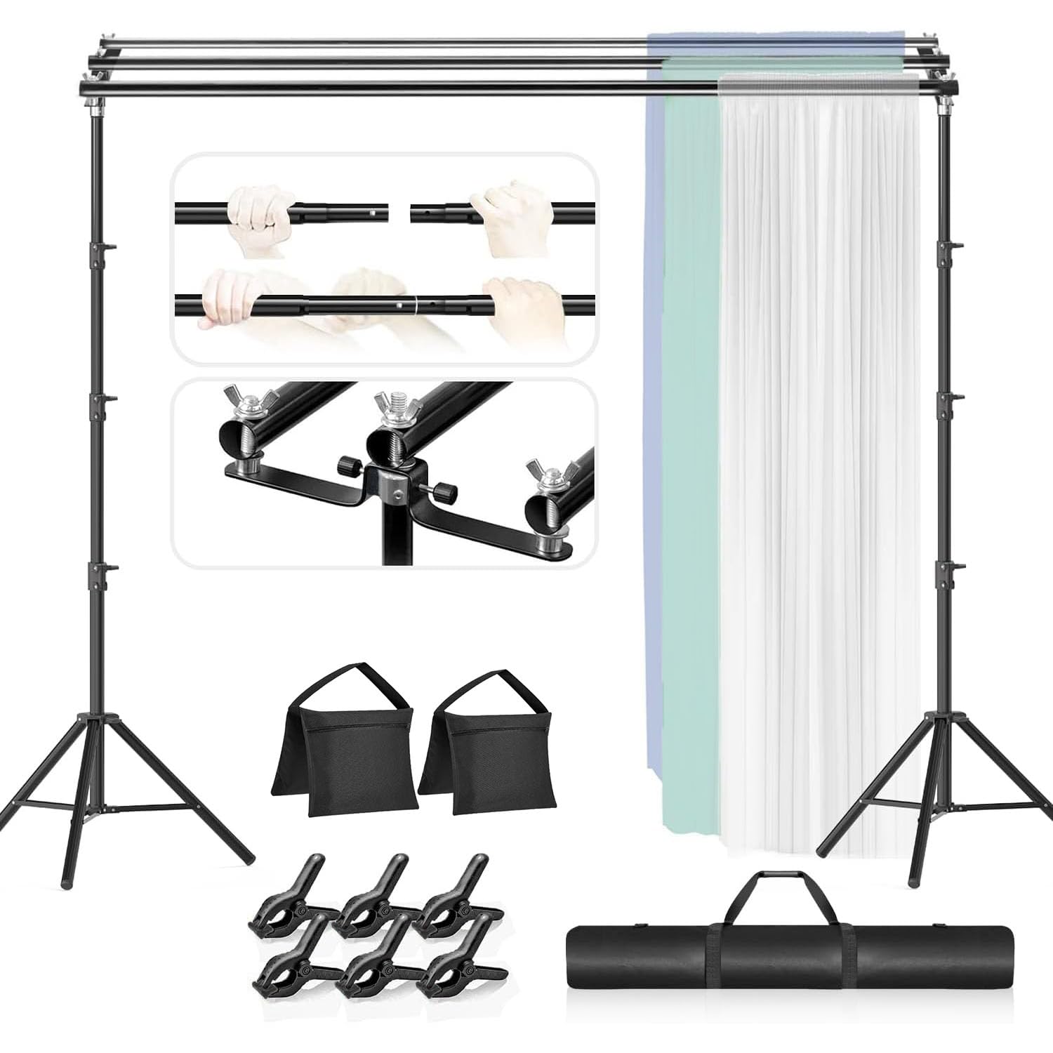LimoStudio Triple 10 x 10 ft. [Heavy Duty] Multi Crossbar Backdrop ...