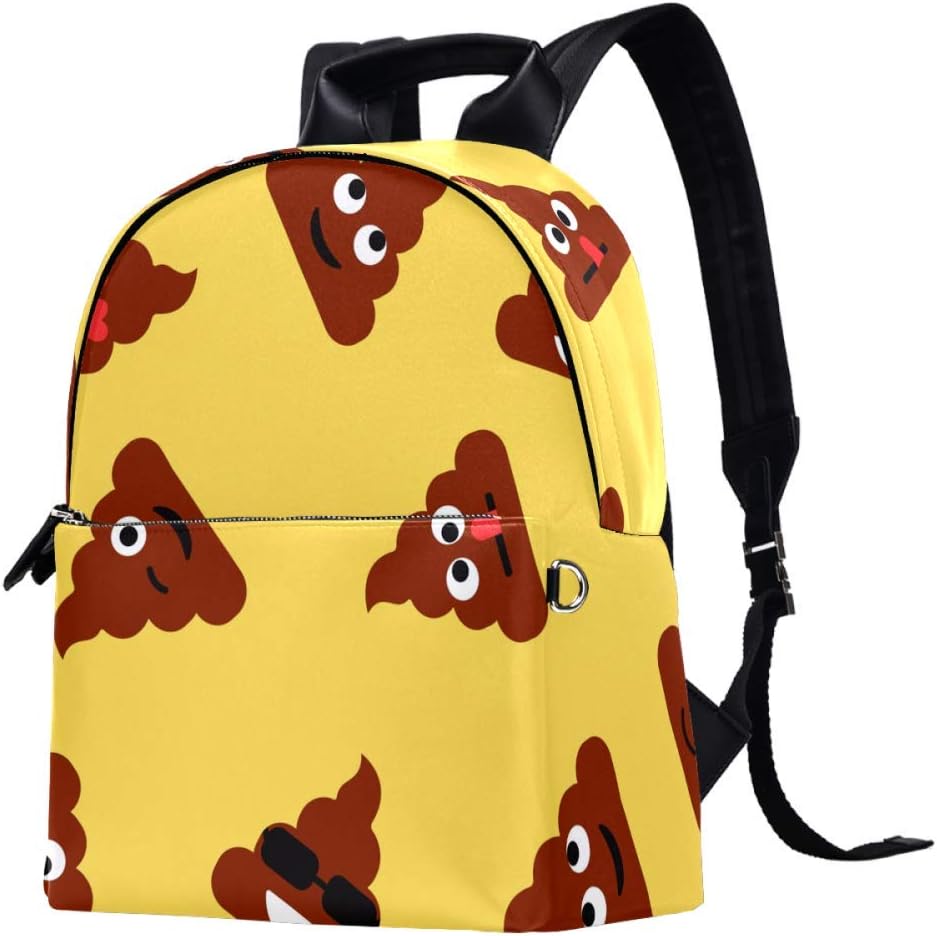 TIZORAX Happy Funny Poop Face Leather Backpacks Casual Daypacks Travel ...
