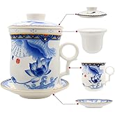 Amazon.com | Tea Talent Porcelain Tea Cup with Infuser Lid and Saucer ...
