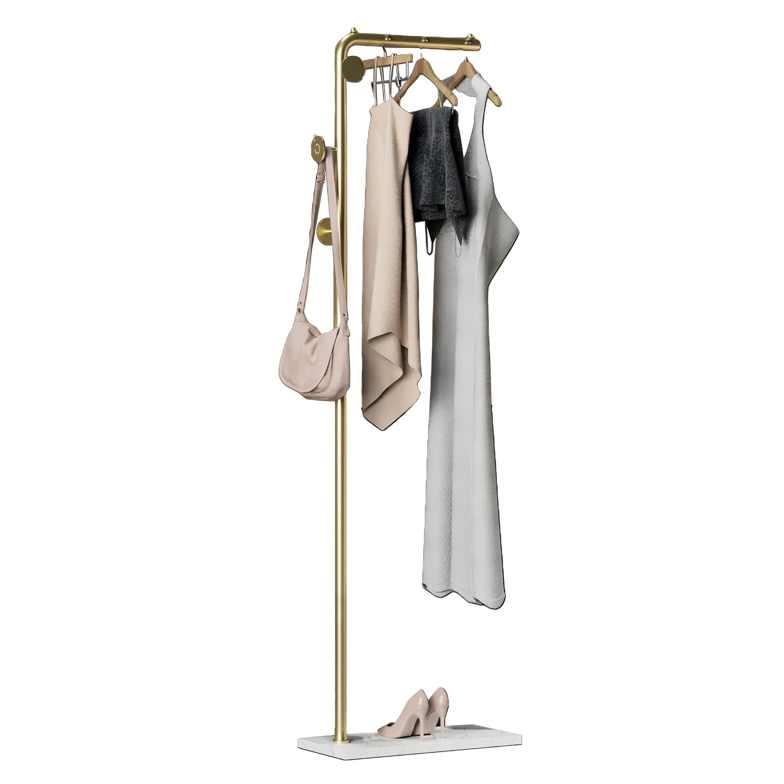 Coat Rack Stand, Gold Clothing Rack Freestanding with Satin Steel ...