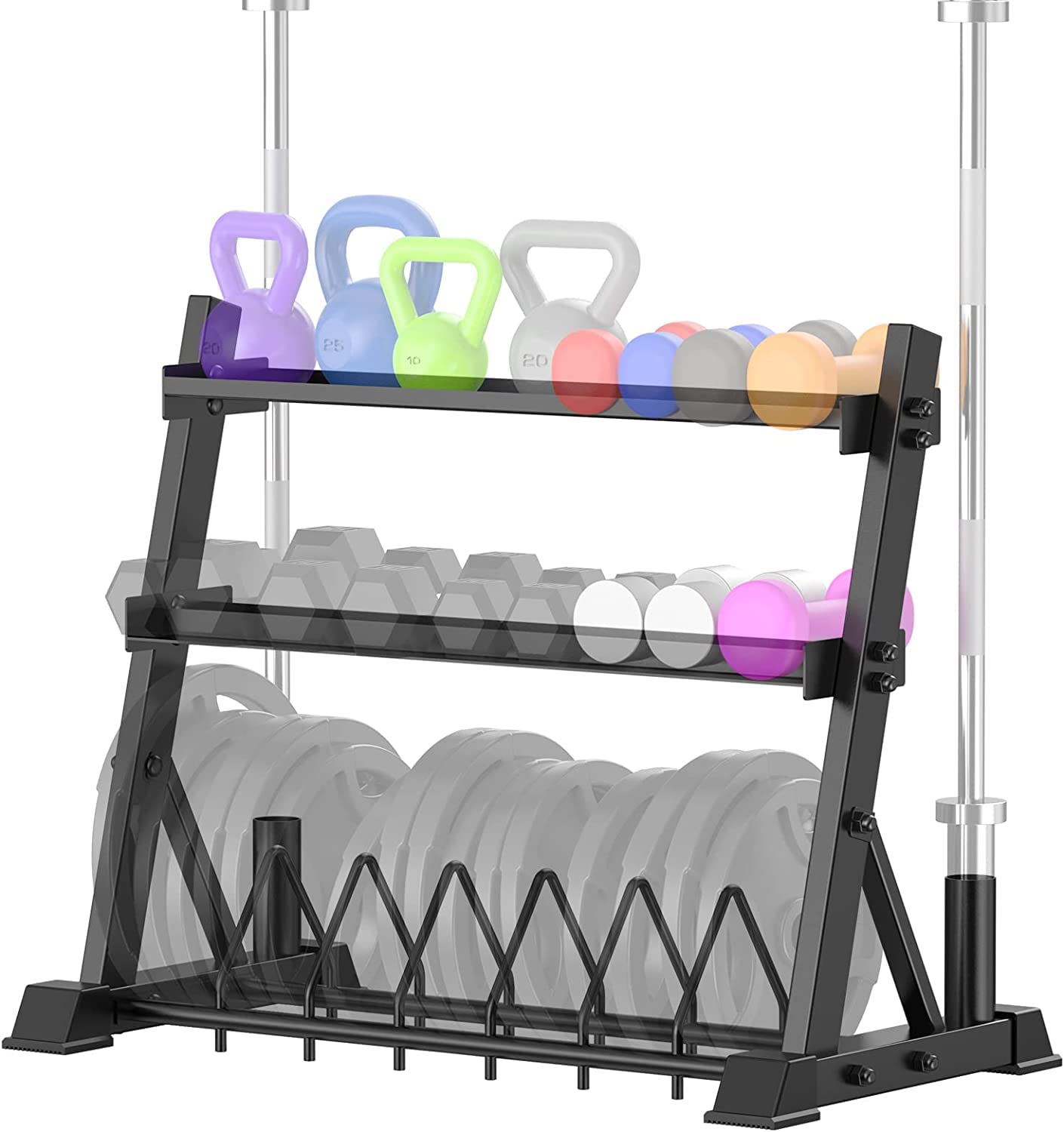ULTRA FUEGO Dumbbell Rack 3-Tier Weight Plate Rack Storage Stand for ...