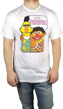 Men's Bert and Ernie We Are Friends T-Shirt, White, X-Large | Amazon.com