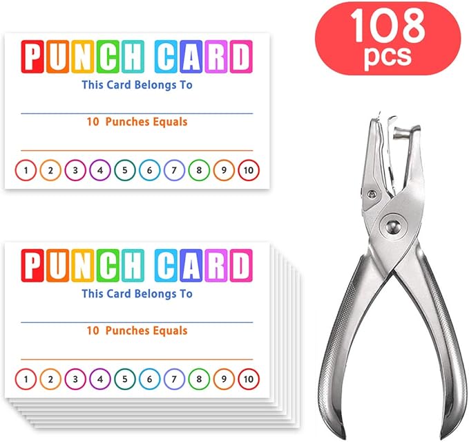Amazon.com : Punch Cards Circle Hand Punch Kit, 3.5" x 2.1", Incentive ...