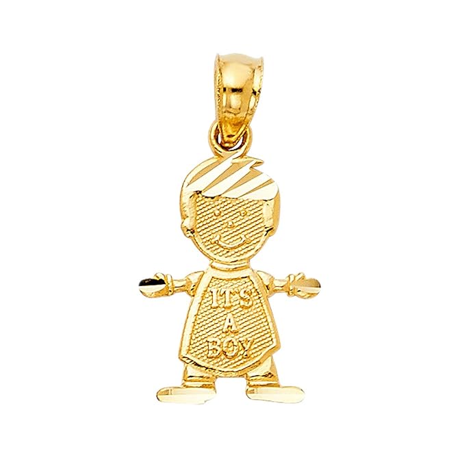 Amazon.com: Solid 14k Yellow Gold Boy Charm Pendant: Jewelry