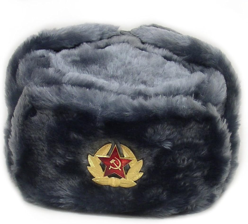 Ushanka Hat Russian Soviet Army KGB Fur Military Cossack Gray Size S