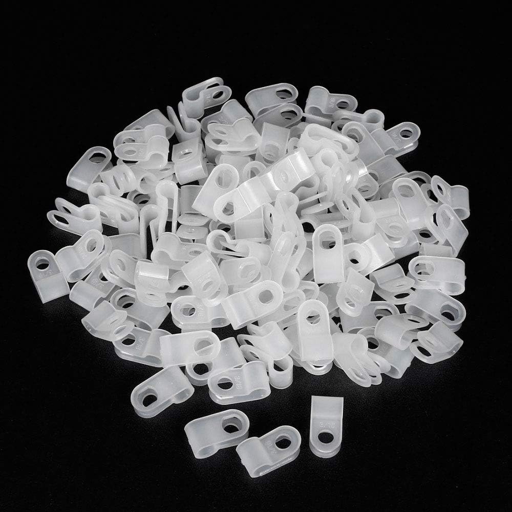 FYSL 100 Pcs Premium R-Type Cable Clip Wire Clamp 3/8 inch Nylon R-Type ...