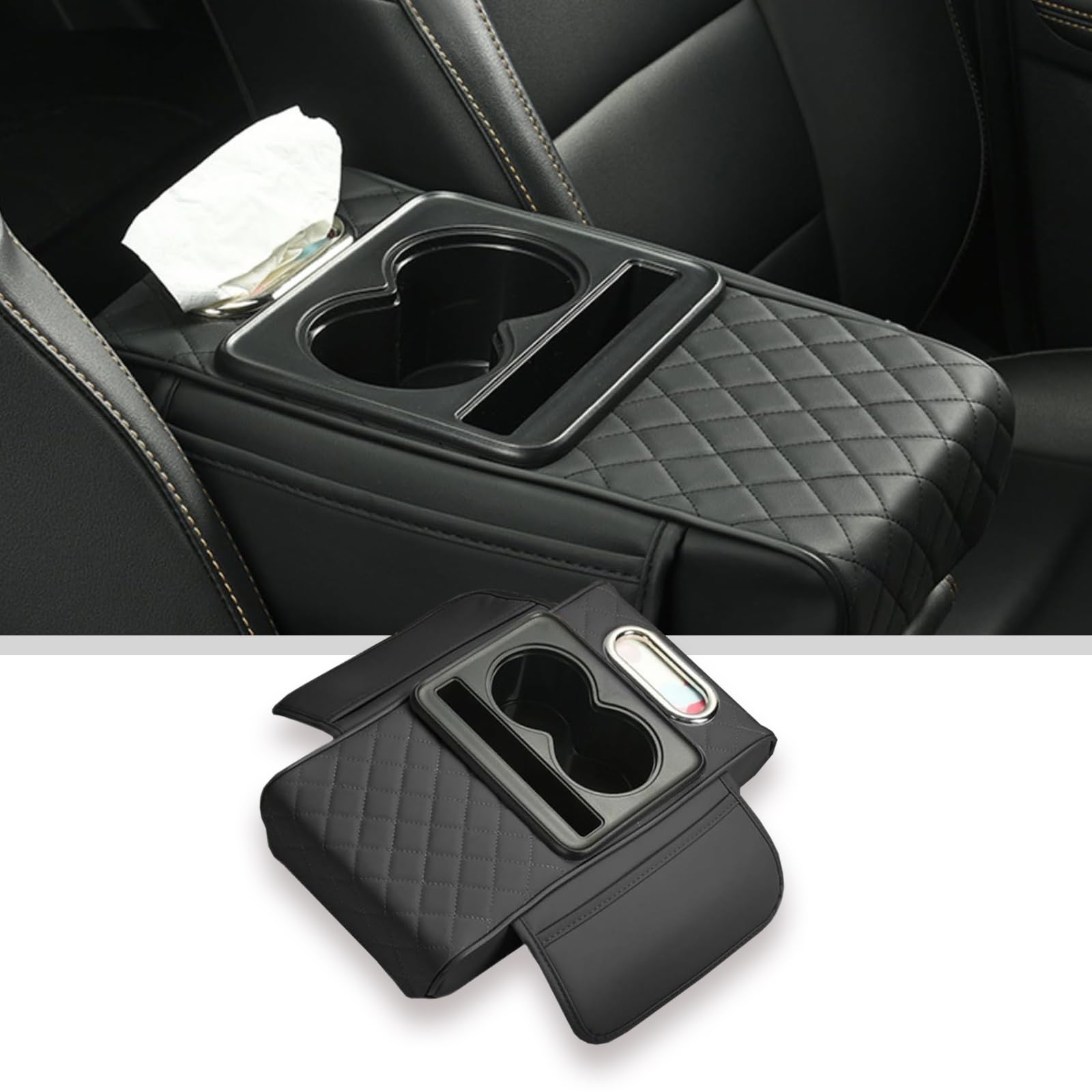 Car arm Rest Cover Pad, 5-in-1 Center Console Cover with Cup Holder ...