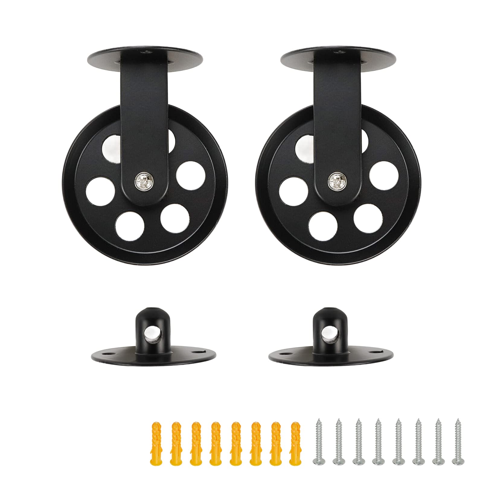 Tsnamay 2Sets Black Wall Ceiling Mount Rustic Pulleys for Hanging Lamp ...