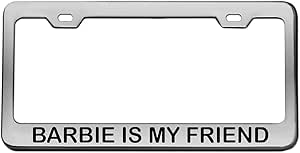 Amazon.com: Barbie is My Friend Chrome License Plate Frame Tag Black ...
