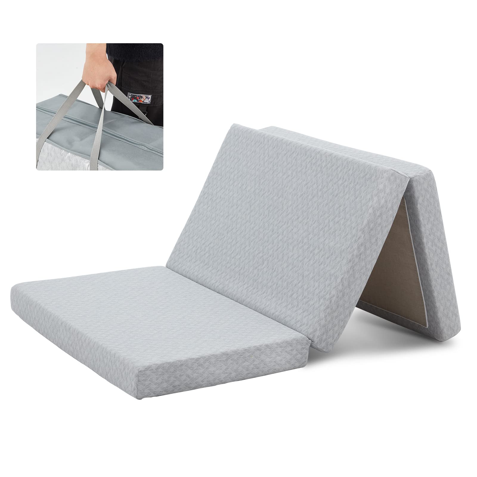 Homguava Folding Mattress Topper 4" Tri Fold Memory Foam Mattress ...