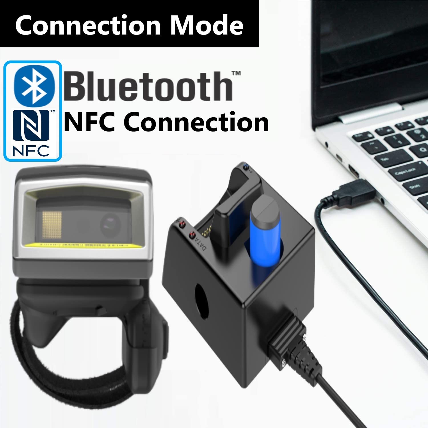 Mua Ring Barcode Scanner 1D Reader Mini Wireless Finger Barcode Reader ...