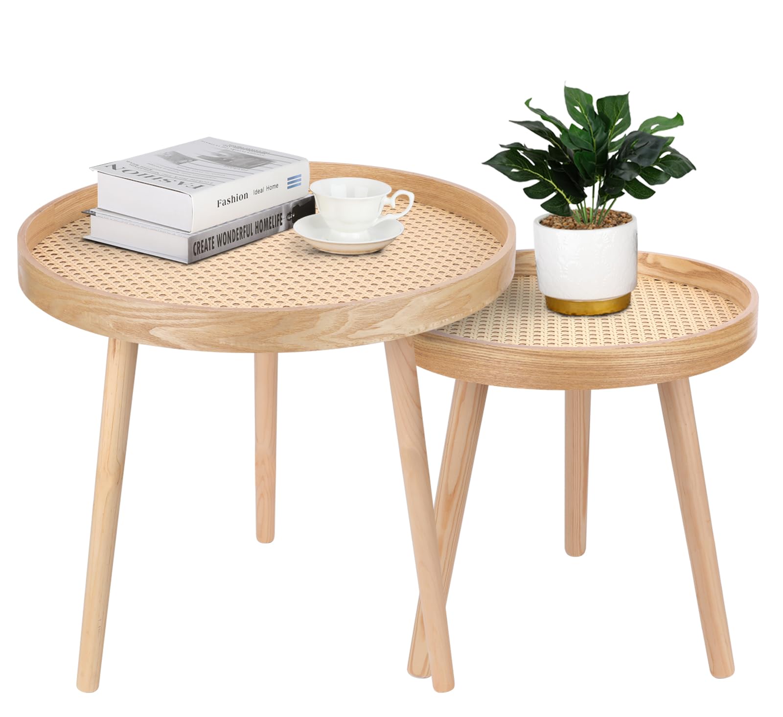 **NON-REFUNDABLE** (PARTS) Round Coffee Table Set of 2, Natural Boho ...
