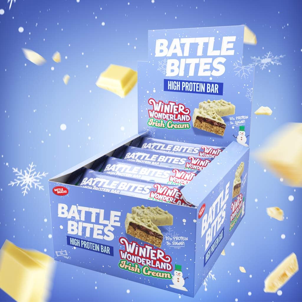 Battle Bites High Protein Bar, 12 x 62 g Low Carb Protein Bars – Winter ...